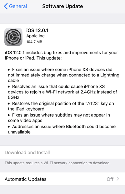 Apple releases iOS 12.0.1; Fixes charging bug - Technobaboy Apple releases iOS 12.0.1; Fixes charging bug - Technobaboy